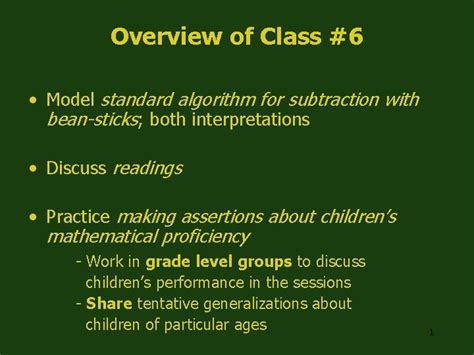 Overview Of Class 6 Model Standard Algorithm For