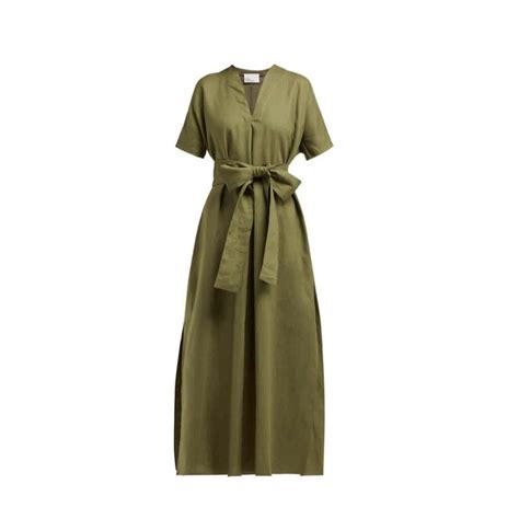 Lisa Marie Fernandez Khaki Green Rosetta Linen Dress Meghan Markle