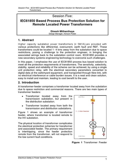 Iec61850 Based Process Bus Protection Solution Pdf Electrical Substation Relay