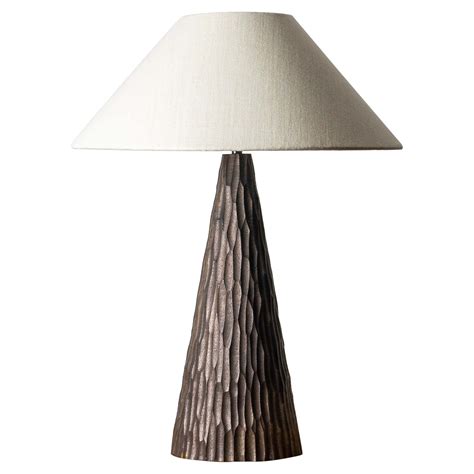 indra conical table lamp with organic texturing black stained ash by