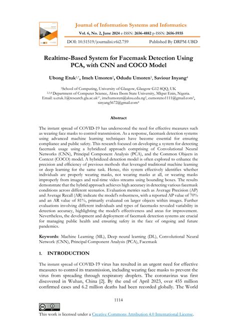 Pdf Realtime Based System For Facemask Detection Using Pca With Cnn