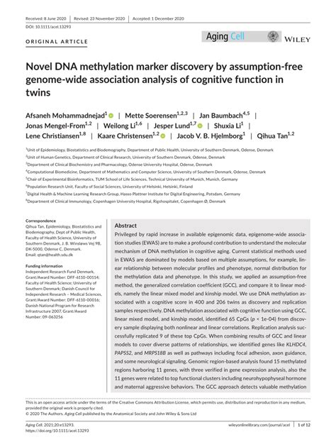 Pdf Novel Dna Methylation Marker Discovery By Assumption Free Genome