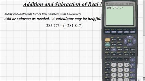 elementary algebra adding and subtracting signed real numbers using