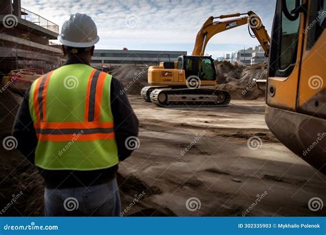 Construction Engineer Supervising Work At Building Site Neural Network