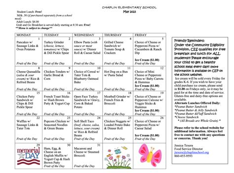 School Menu Template
