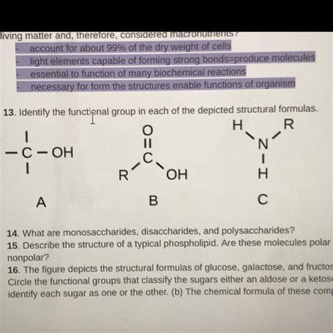 13 Identify The Functional Group In Each Of The Depicted Structural