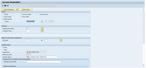 PC M CCED SAP Tcode Income Declaration