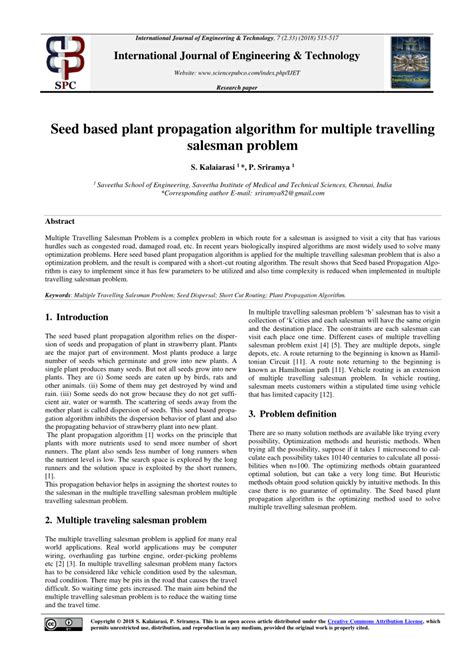 Pdf Seed Based Plant Propagation Algorithm For Multiple Travelling