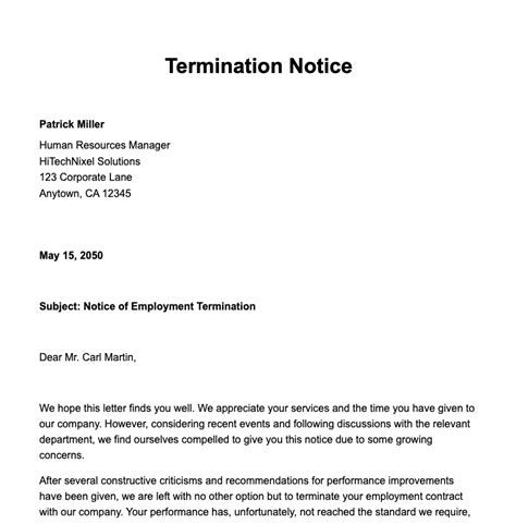 Free Termination Notice Generator Create Online