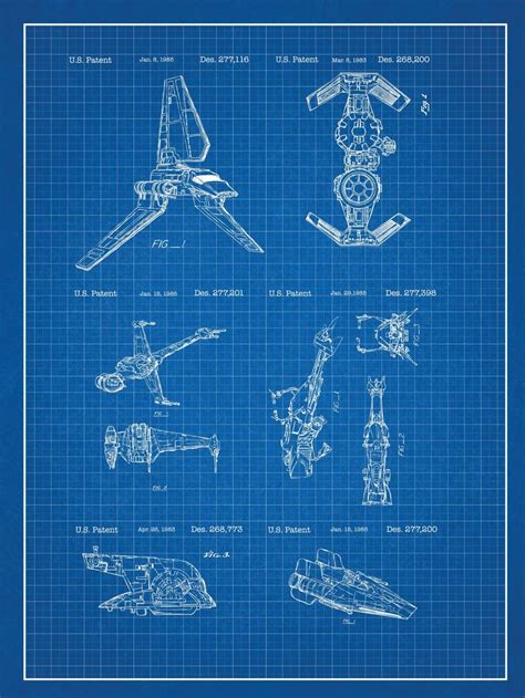 Star Wars Ships Blueprint Poster