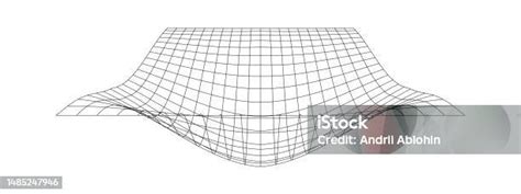 Distorted Grid Surface Mesh Warp Texture Bented Lattice Isolated On White Background Futuristic