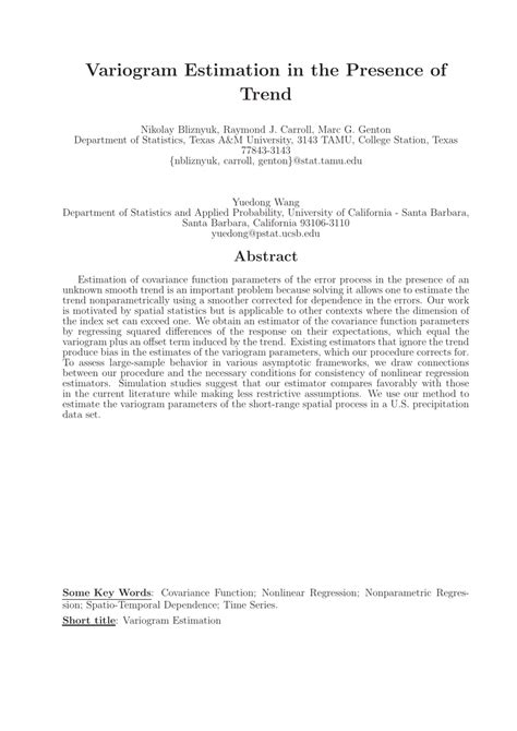 Pdf Variogram Estimation In The Presence Of Trend