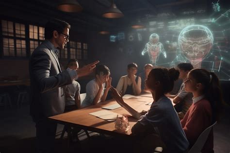 Premium Photo Teacher Conducting A Virtual Clwith A Diverse Generative Ai