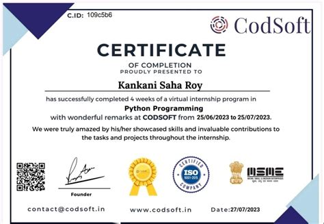 Kankani Saha Roy On Linkedin Codsoft Intern Opportunity