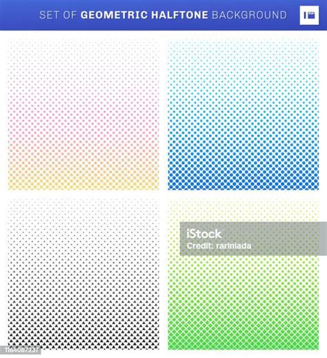흰색 배경에 기하학적 하프 톤 스타일의 집합입니다 정사각형 원 육각형 삼각형 패턴 템플릿 브로셔 배너 웹 인쇄 광고 표지