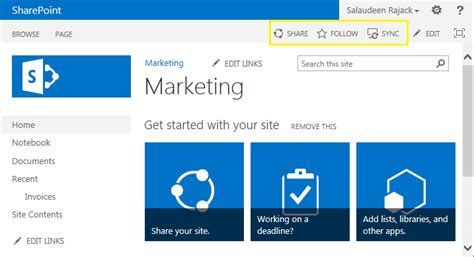 How To Hide Share Follow And Sync Buttons In Sharepoint 2013