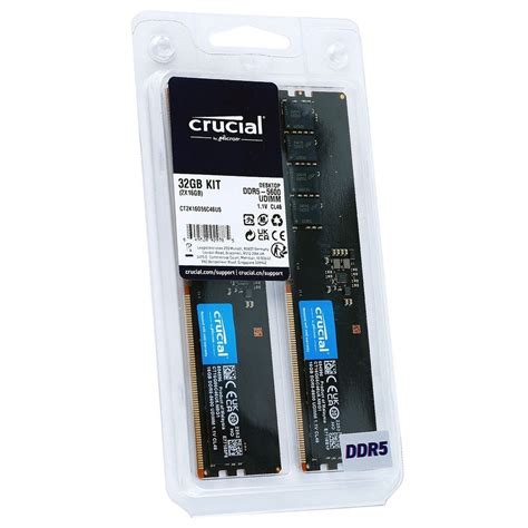 Crucial 32gb 2x16gb Ddr5 5600mhz Cl46 Udimm Ram ชุดหน่วยความจําเดสก์ท็อป Ct2k16g56c46u5