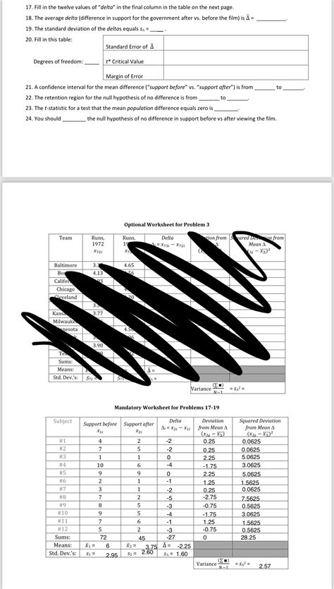 Solved Fill In The Twelve Values Of Delta In The Final