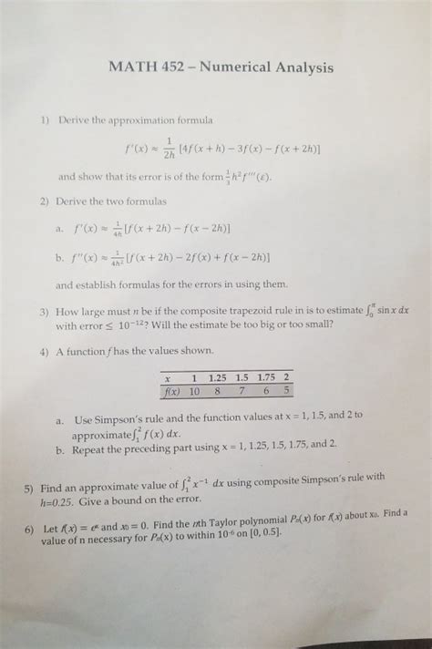 Solved MATH Numerical Analysis Derive The Chegg