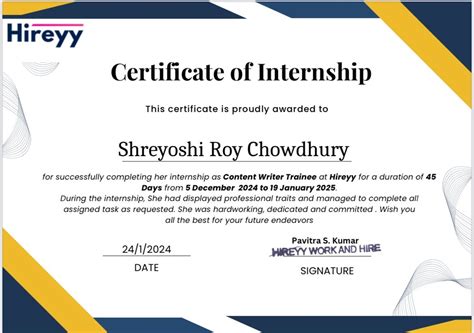 Hireyy Internshipexperience Contentwriting Learningandgrowth Shreyoshi Roy Chowdhury