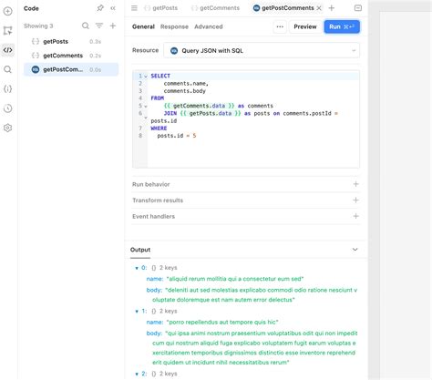 Query Json Data With Sql Statements Retool Docs