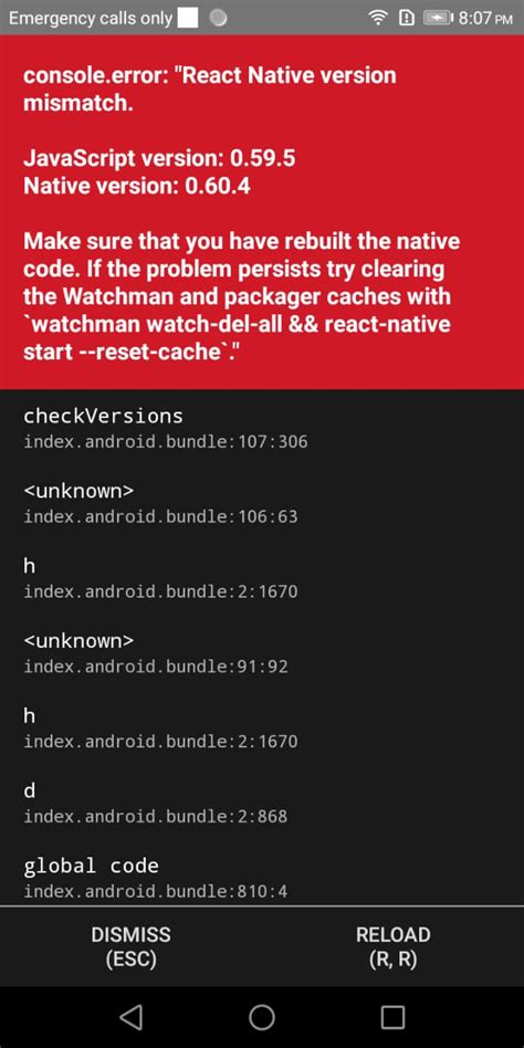 React Native Version Mismatch 0604 Stack Overflow