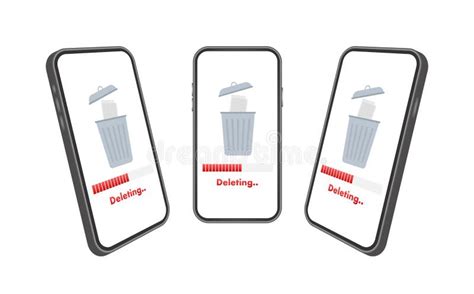 Process Delete File In Paper Remove Document On Smartphone Screen Vector Stock Illustration
