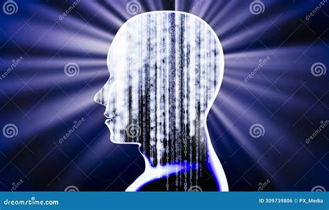 Geometrical Man Face With Binary Code And Rays Of Light Stock Illustration Illustration Of