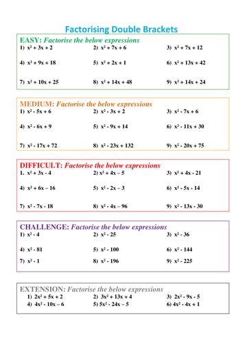 Factorising Double Brackets Differentiated By Asim 7 Teaching