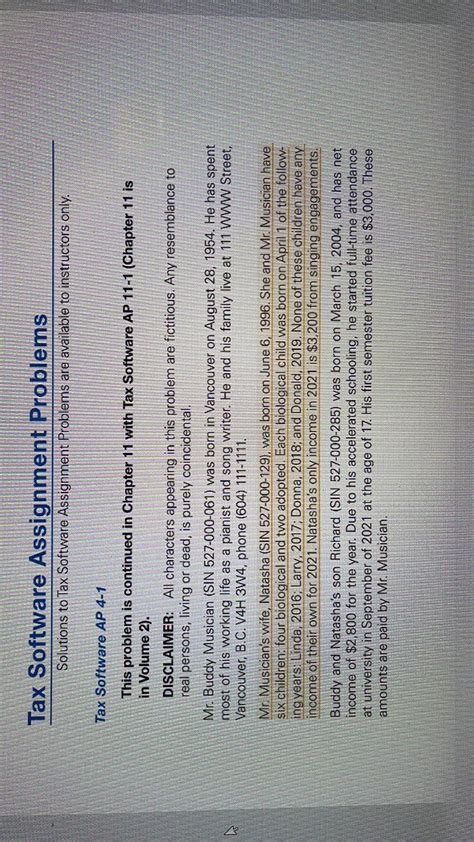 Tax Software Assignment Problems Solutions To Tax