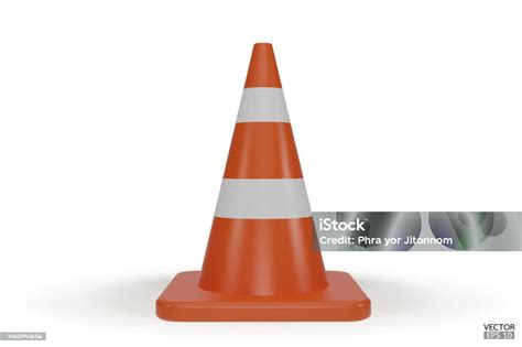 흰색 배경에 격리된 흰색과 주황색 줄무늬가 있는 3d 트래픽 콘 건설 원뿔 아이콘입니다 단일 주황색 교통 경고 콘입니다 건설 및 유지 보수 중 3d 벡터 그림입니다 칼라콘에