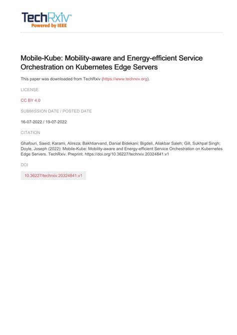 Pdf Mobile Kube Mobility Aware And Energy Efficient Service Orchestration On Kubernetes Edge