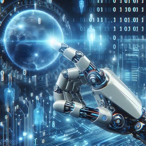 Machine Learning Hand Of Robot Touching On Binary Data Futuristic Artificial Intelligence Ai