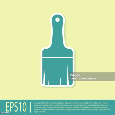 노란색 배경에 고립 된 녹색 페인트 브러시 아이콘입니다 평면 디자인입니다 벡터 일러스트 가사 집안일에 대한 스톡 벡터 아트 및 기타 이미지 가사 집안일 개념 건설