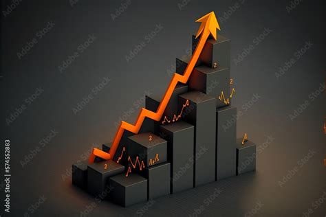 3d Graph Showing Rise In Profits With Arrow Growing Graph Business