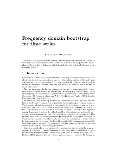 Pdf Frequency Domain Bootstrap For Time Series