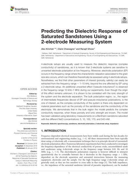 pdf predicting the dielectric response of saturated sandstones using