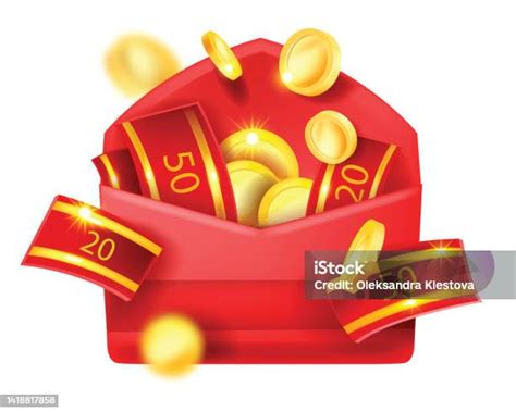 빨간 중국 3d 복권 봉투 비행 황금 돈 동전 판매 바우처 행운의 쿠폰 선물 빨간 봉투에 대한 스톡 벡터 아트 및 기타 이미지 빨간 봉투 3차원 형태 티켓 Istock