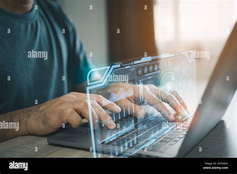 Man Working With Laptop For Analyst Working With Business Analytics And