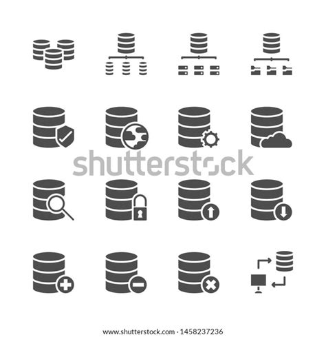 Database System Icon Set Glyph Designvector Stock Vector Royalty Free 1458237236 Shutterstock