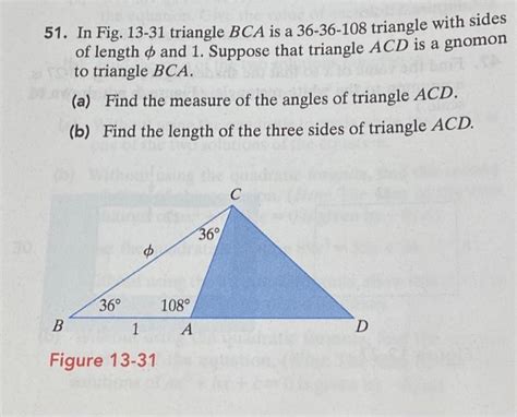 51 in fig 13 31 triangle bca is a 36−36−108