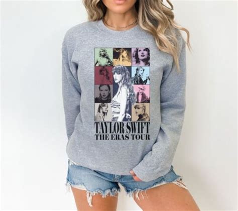 Taylor Swift Eras Tour Sweatshirt Gray Swiftie Albums Concert Merch Size L Ebay