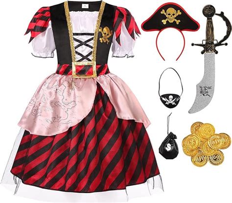 Simplecc Girls Deluxe Pirate Princess Costume Buccaneer Costume Set For