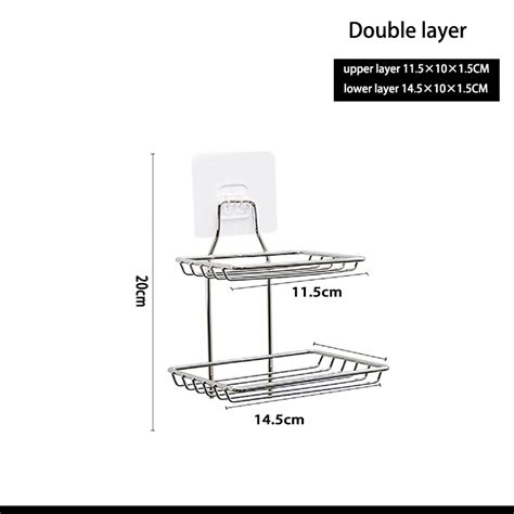 Stainless Steel Soap Holder 2layer Soap Dish Rack Soap Box Bathroom