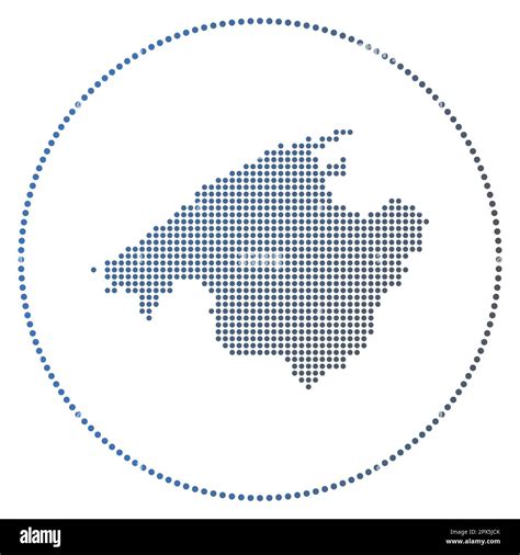 majorca digital badge dotted style map of majorca in circle tech icon of the island with