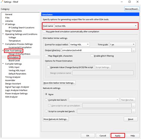 starting active hdl as the default simulator in intel® quartus® prime