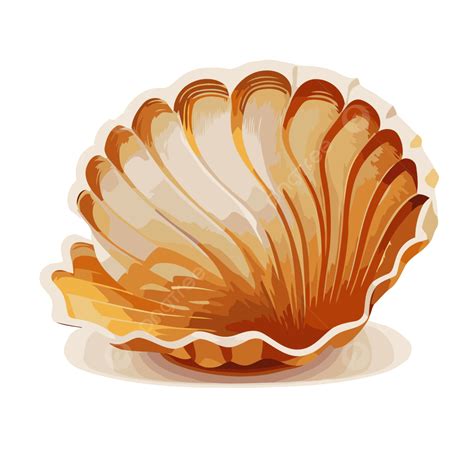 Clam Shell Sticker Clipart Golden Shell With Color Vectorillustration