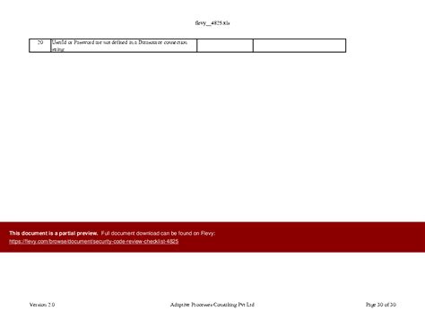 Security Code Review Checklist Template Excel XLS
