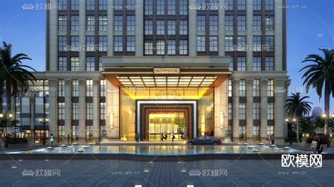 现代星级酒店大门入口外观3d模型下载 Id11938017 3dmax免费模型 欧模网