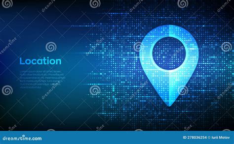 Point Of Location Sign Made With Binary Code Pointer Of Map Matrix Background With Digits 10